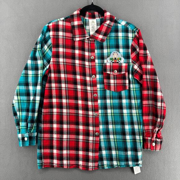 Disney | Shirts | Disney Toy The World Grunge Flannel S Blue Red Plaid ...